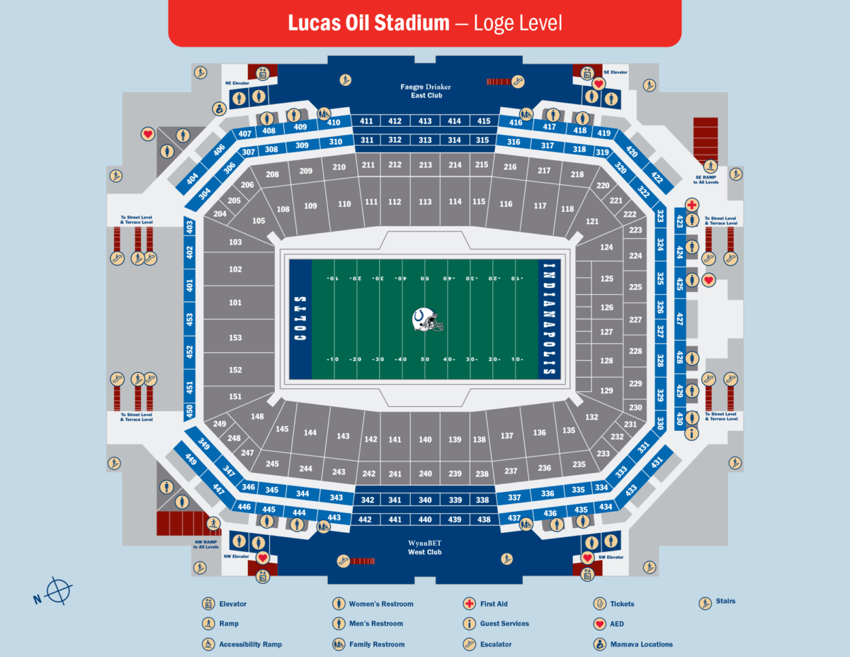 Lucas Oil Stadium Maps by Level
